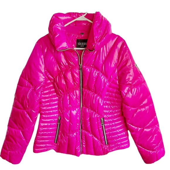 Guess | Jackets & Coats | Guess Magenta Puffer Jacket New W All Tags ...